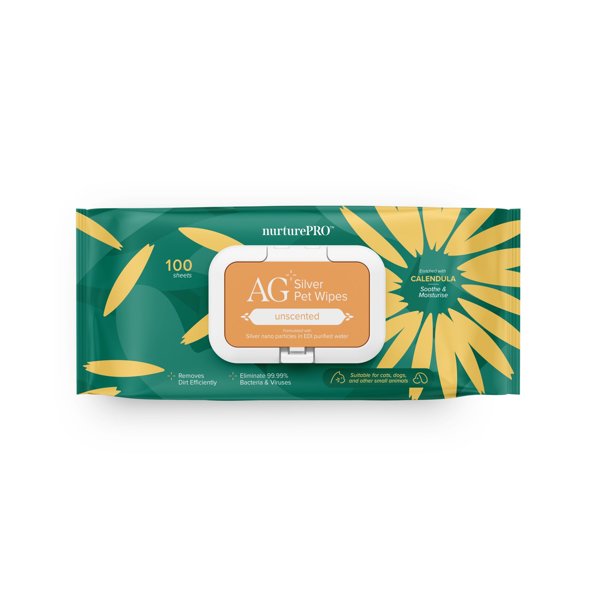 AG+ Silver Pet Wipes Unscented - Nurture Pro