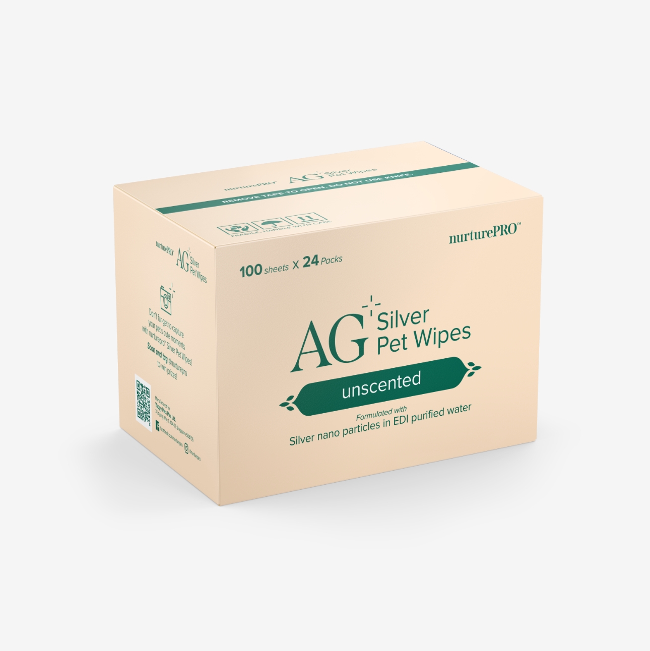 AG+ Silver Pet Wipes Unscented - Nurture Pro